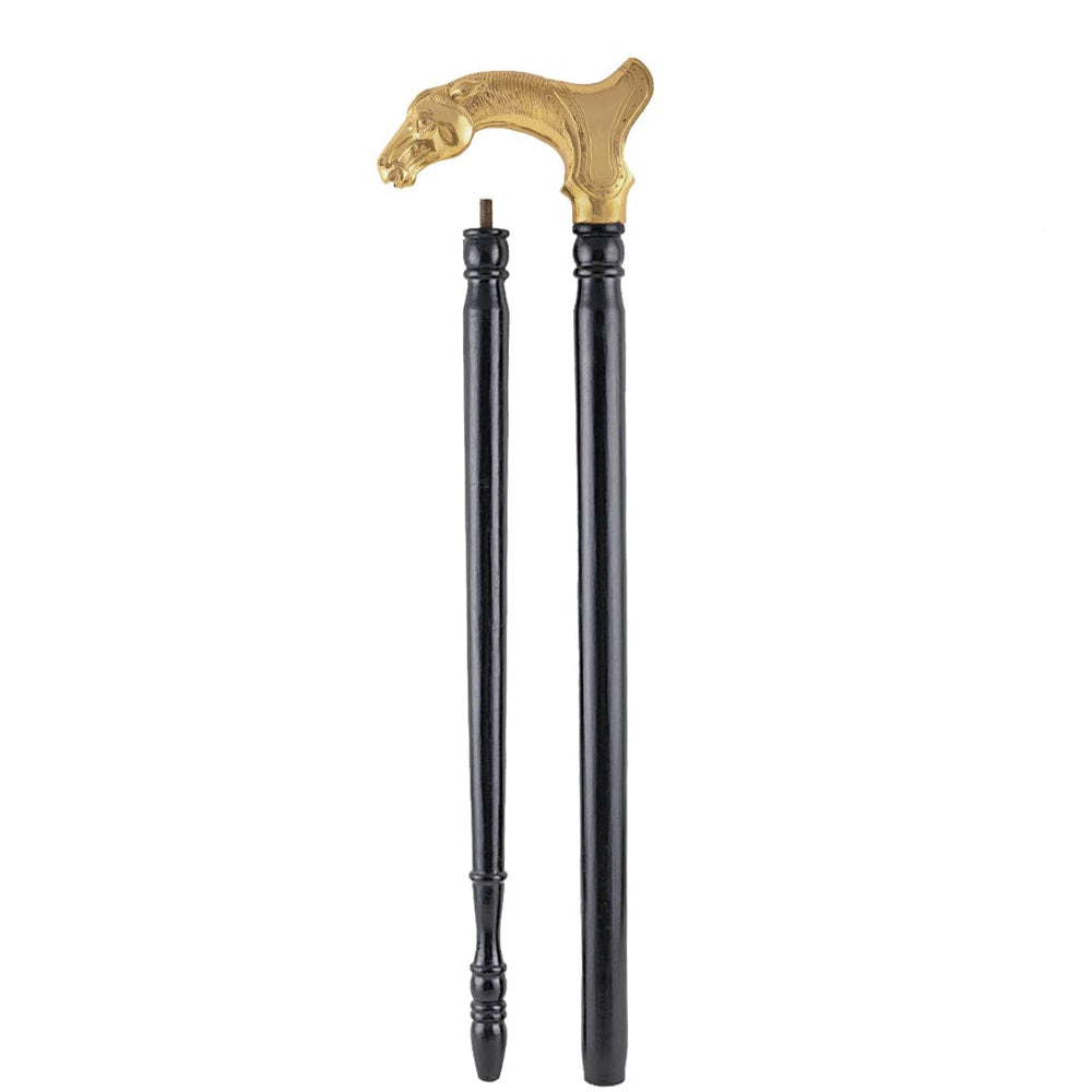 Galloping Stallion Handcrafted Teak Wood Walking Stick with Brass Hand