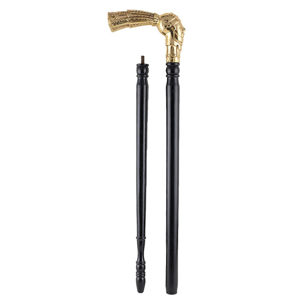 Buy Roman Soldier Brass-Embellished Black Teak Wood Walking Stick ...