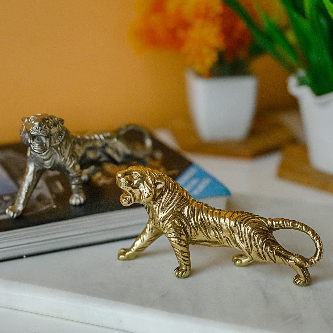 Buy Brass Metallic Tiger Online | Home Decor Showpiece | Table Decor Items
